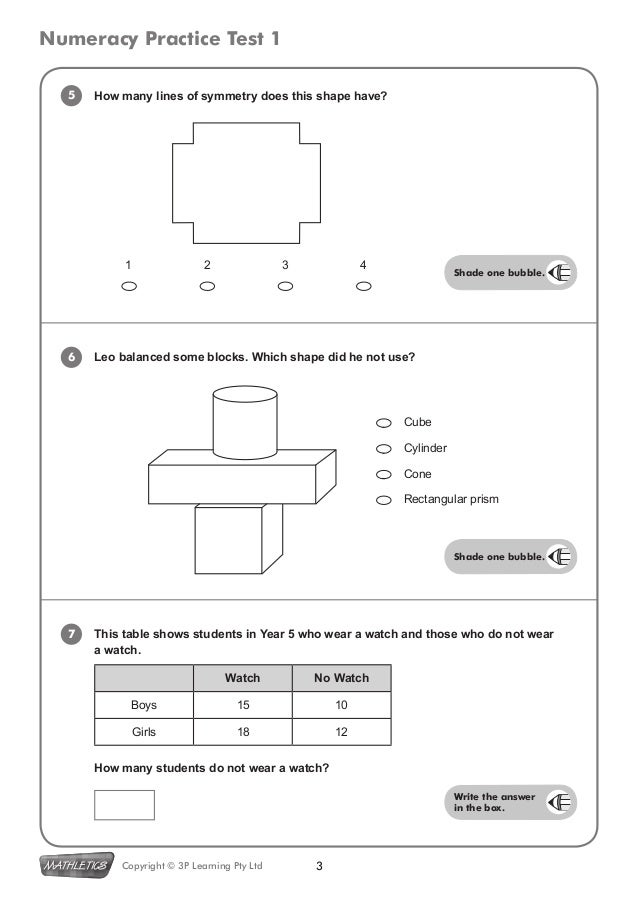 Naplan Yr 5 practice test 1 Naplan Yr 5 practice test 1