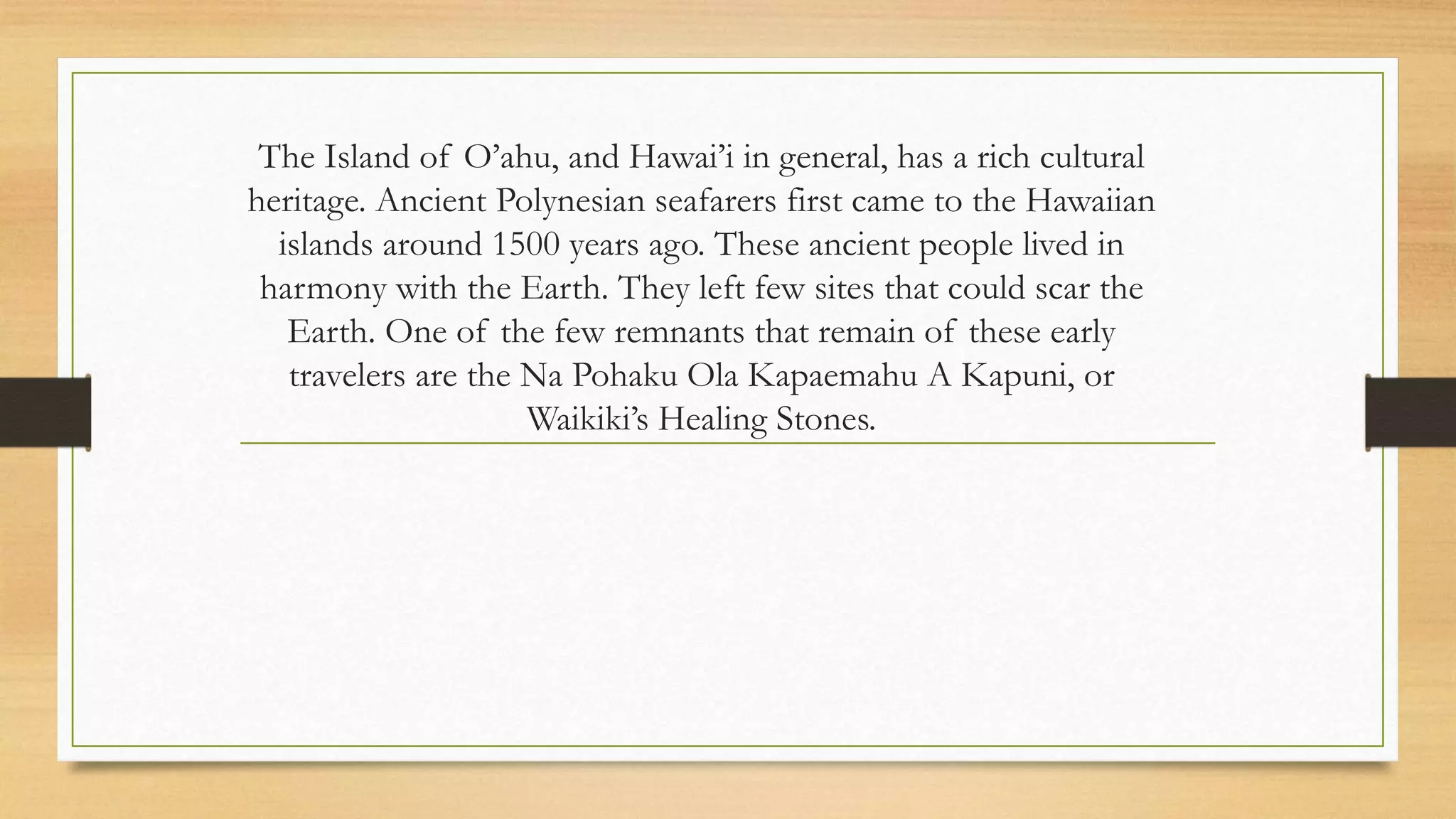 Na pohaku ola kapaemahu a kapuni | PPT