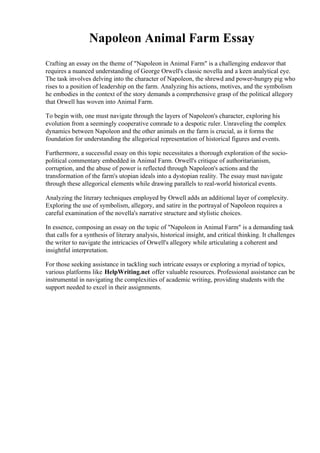 Napoleon Animal Farm Essay | PDF