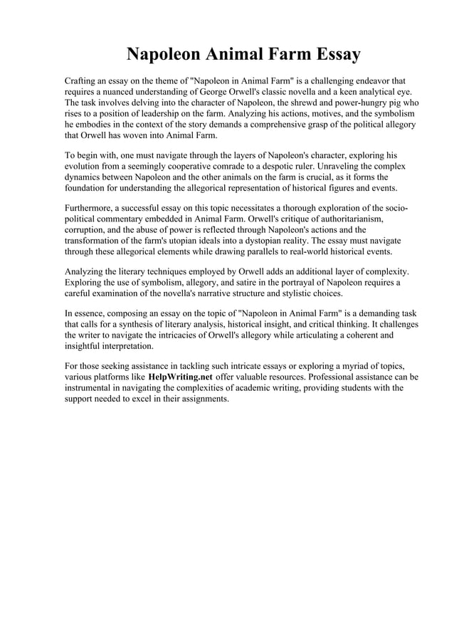 Napoleon Animal Farm Essay. Essays animal farm analysis | PDF