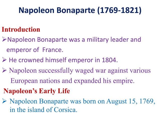 Napoleon bonaparte (1769 1821) | PPT