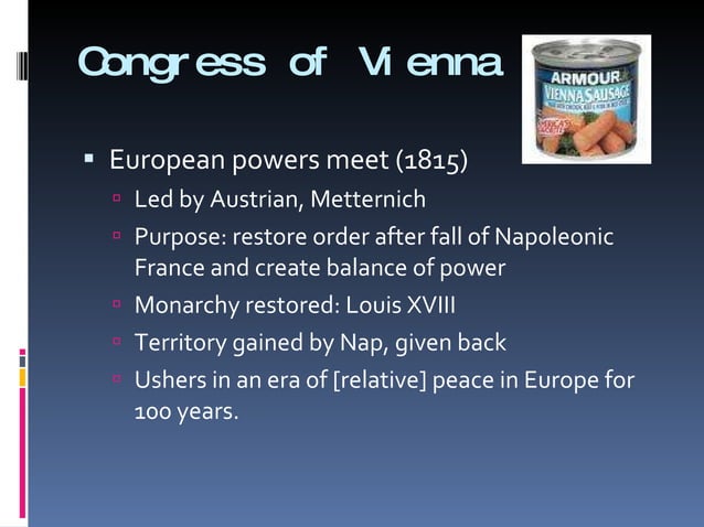 Napoleon, Congress Of Vienna, Nationalism | PPT