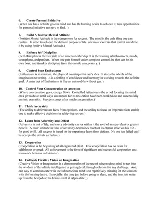 Napoleon Hill's 12 Riches of Life and 17 Principles of Success | PDF