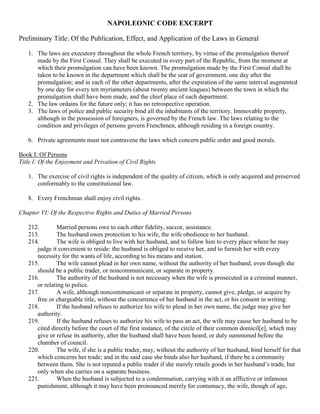 Napoleonic code excerpt | PDF