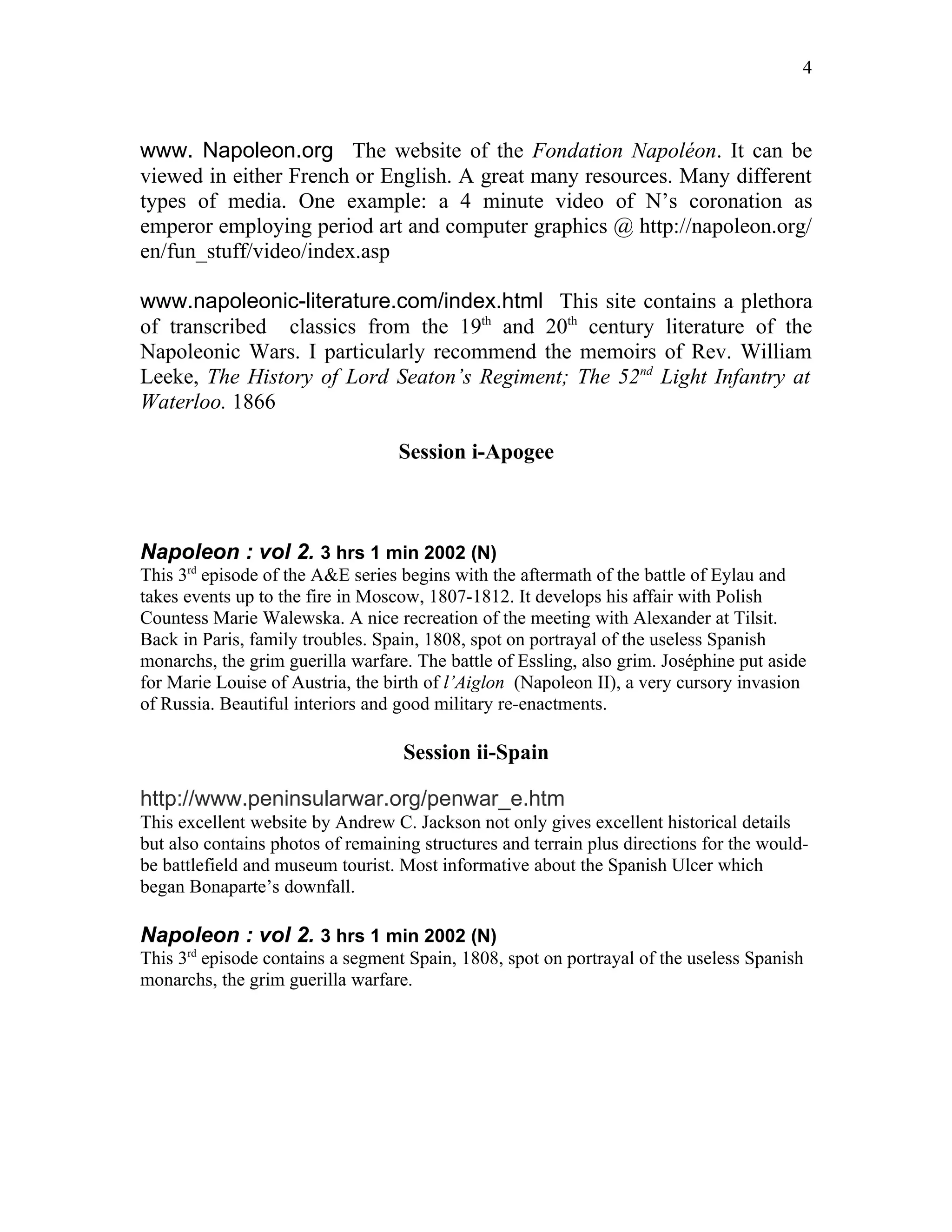 Napoleon part 2 readings and viewings | PDF