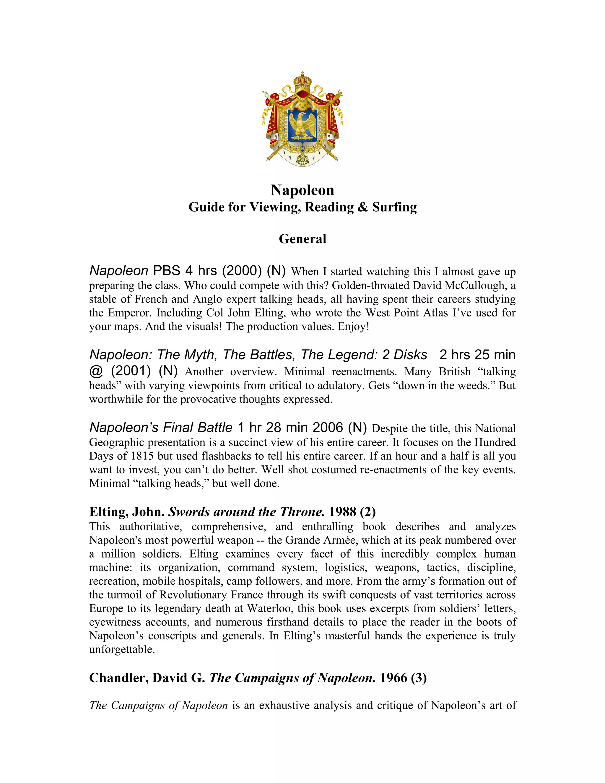 Napoleon readings | PDF