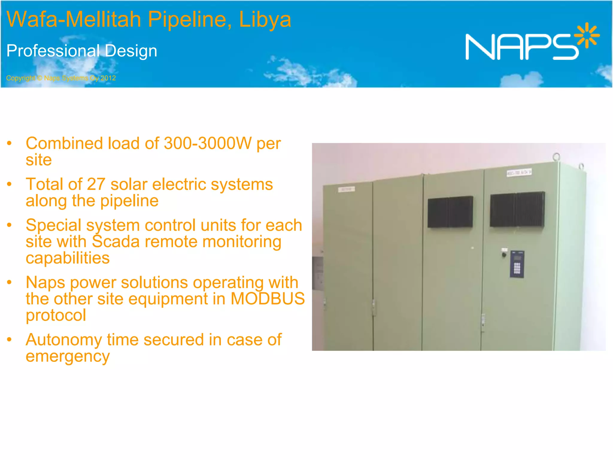 Naps Solar Systems: Libya pipeline electrification | PPT