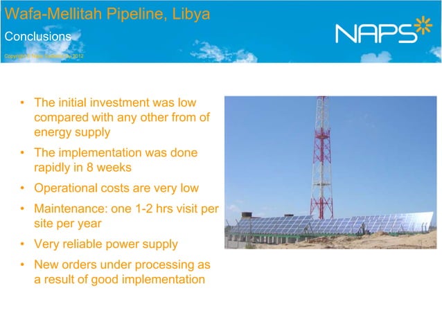 Naps Solar Systems: Libya pipeline electrification | PPT