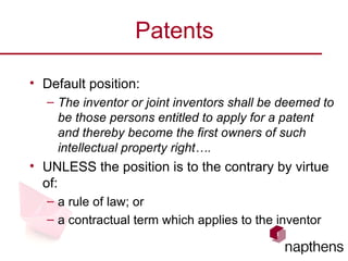 Intellectual Property - A Legal Prespective. By Napthens Solicitors. | PPT