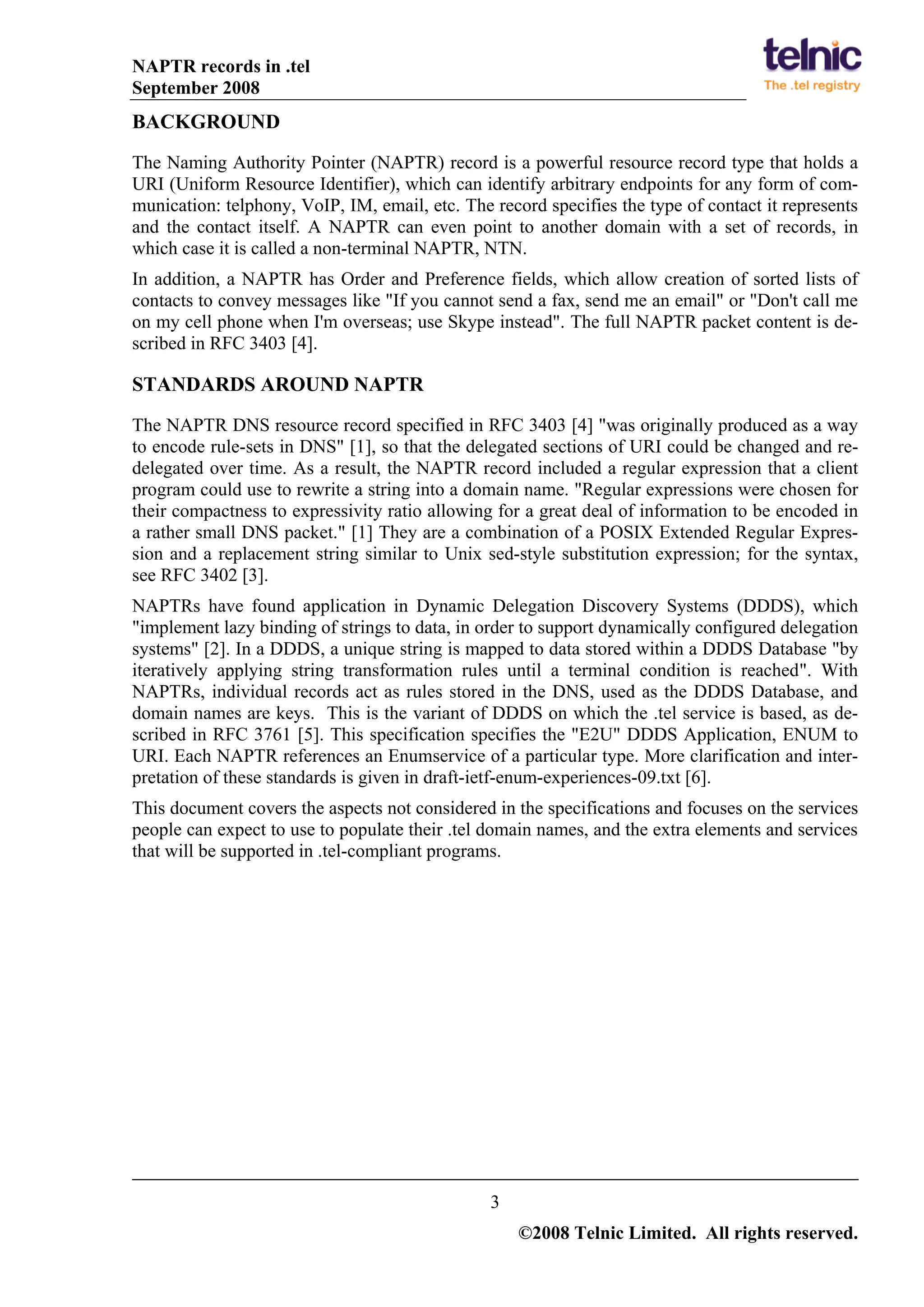 NAPTR Records in .tel