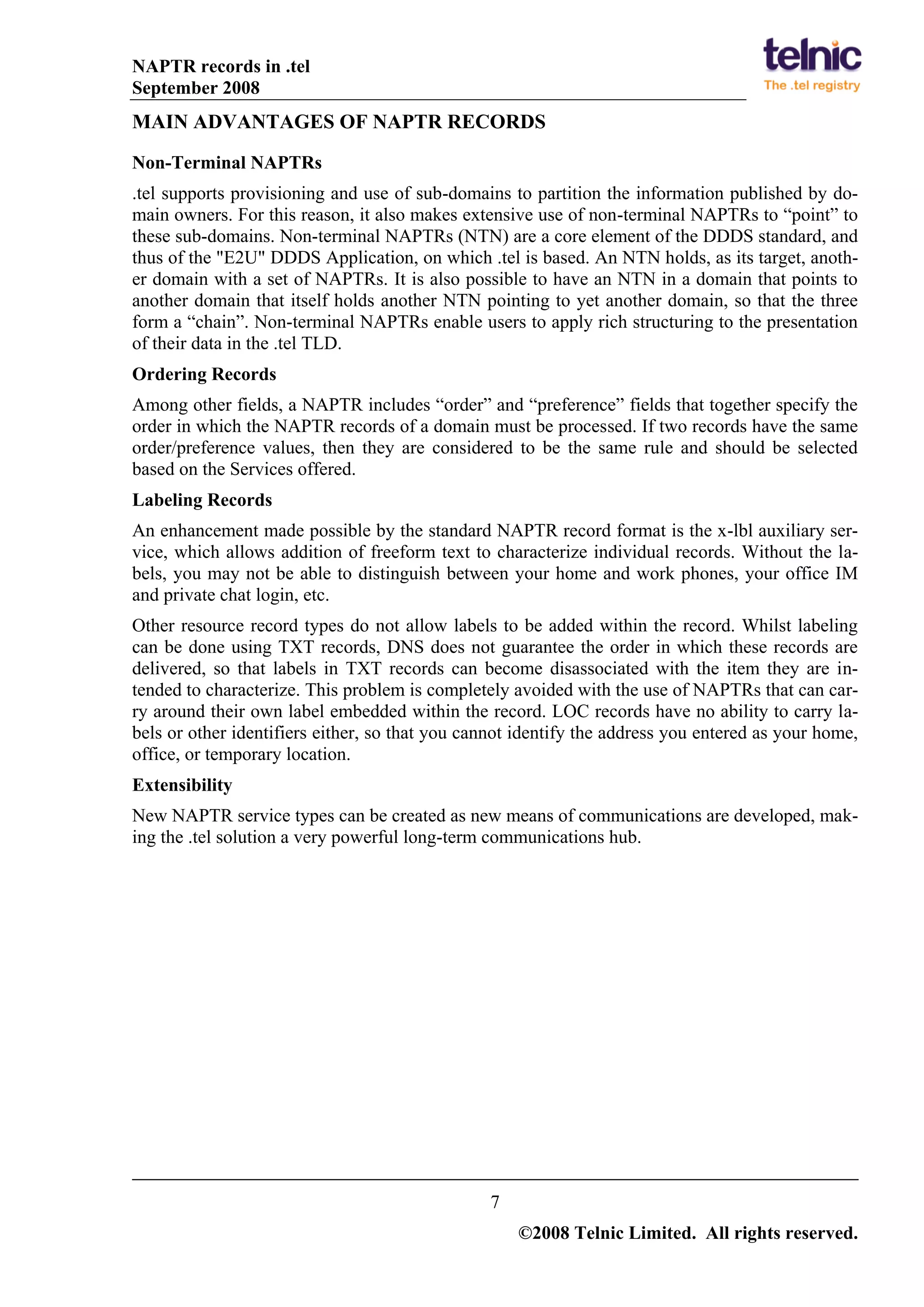 NAPTR Records in .tel