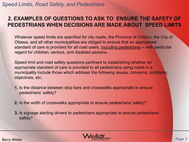 Speed Limits and Road Safety: Examples of Questions to Ask to Ensure ...