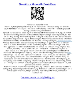 Narative Essay Example | PDF