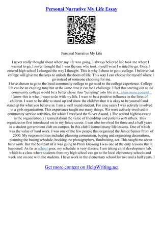 Narative Essay Example | PDF