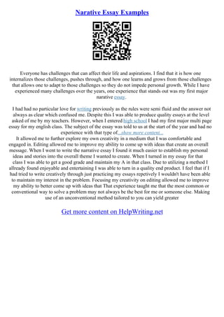 Narative Essay Example | PDF