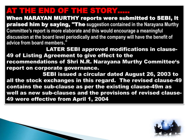 Corporate Governance in Narayan Murthy Committee | PPTX | Business ...