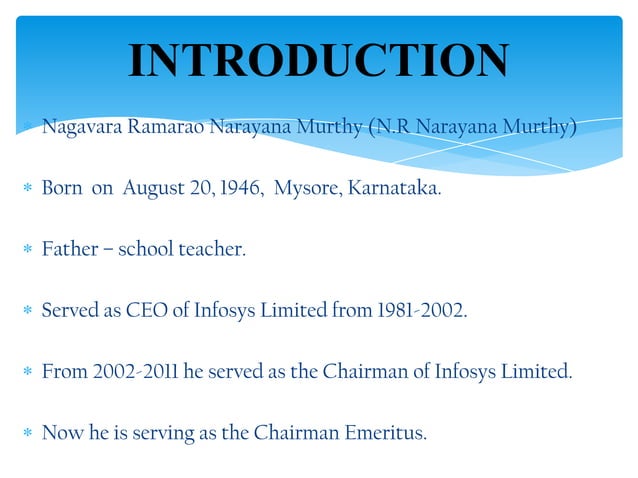 PPT on Narayan Murthy | PPTX | Business Administration | Business