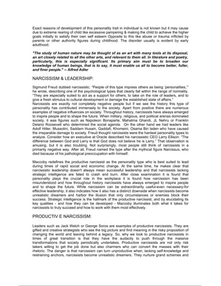 Narcissism a personality disorder or efficient leadership style | PDF