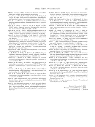 Narcissistic personality disorder and the dsm–v --miller ...