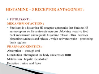 Pharmacology of Narcolepsy a sleep disorder | PPTX