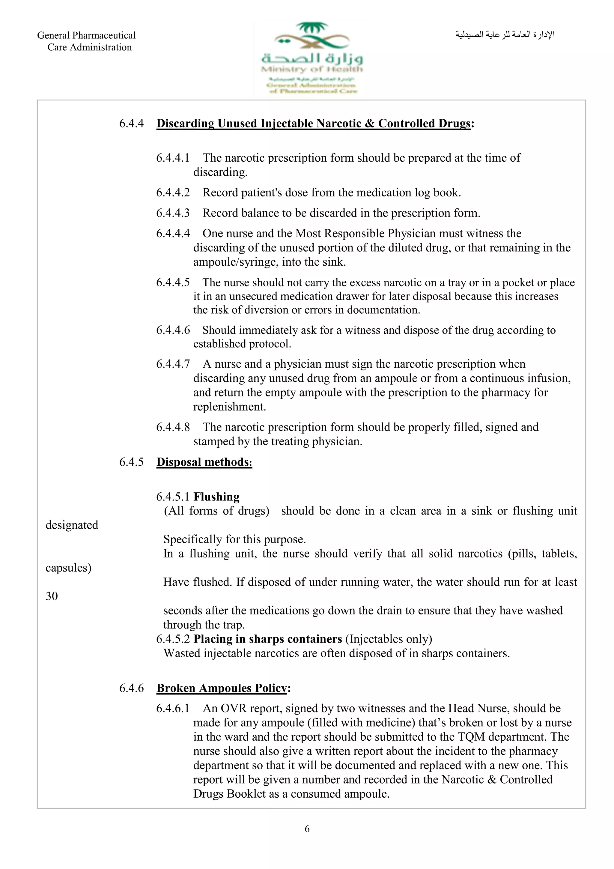 Narcotic controlled drugs policy and procedurelast | PDF