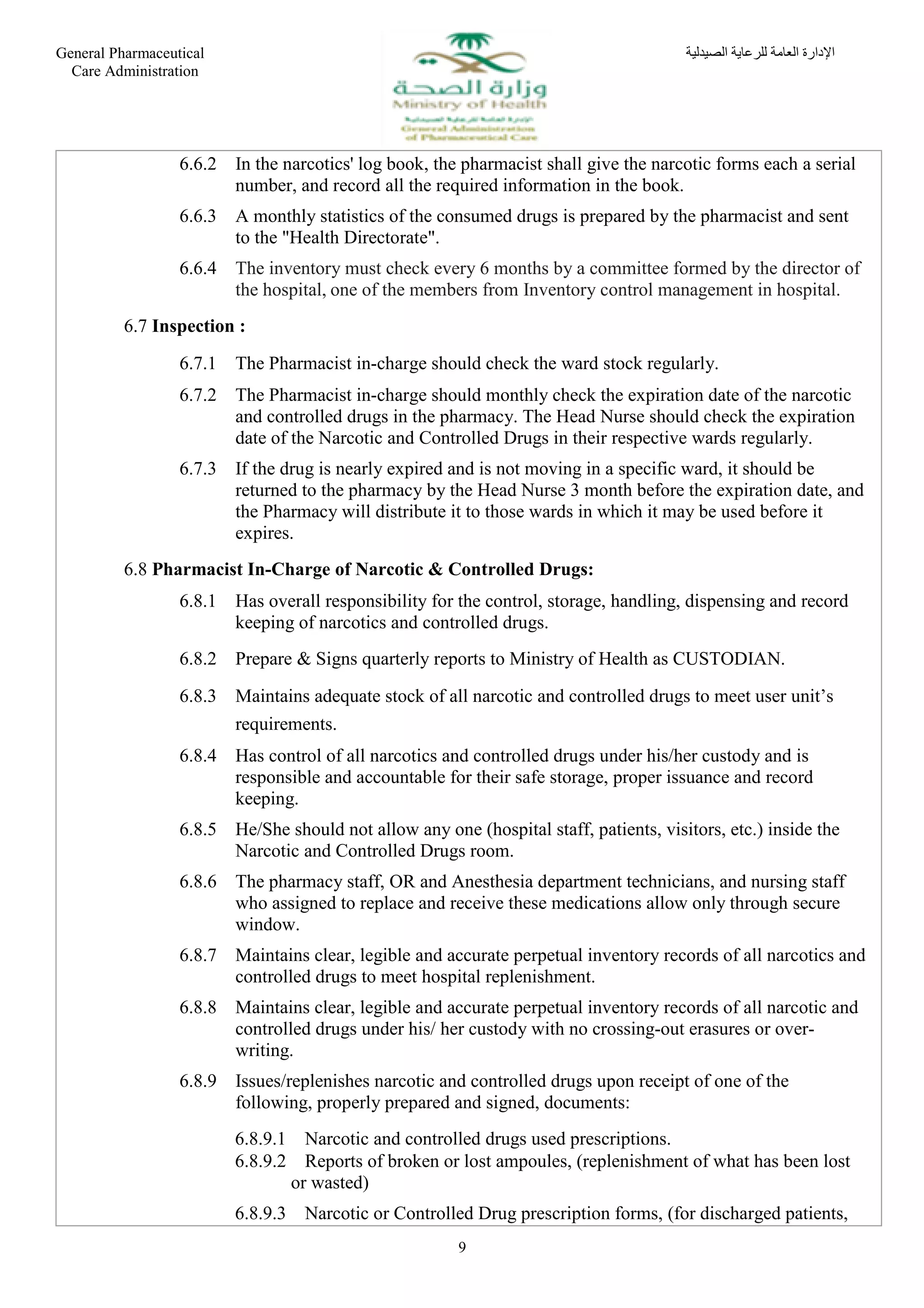 Narcotic controlled drugs policy and procedurelast | PDF