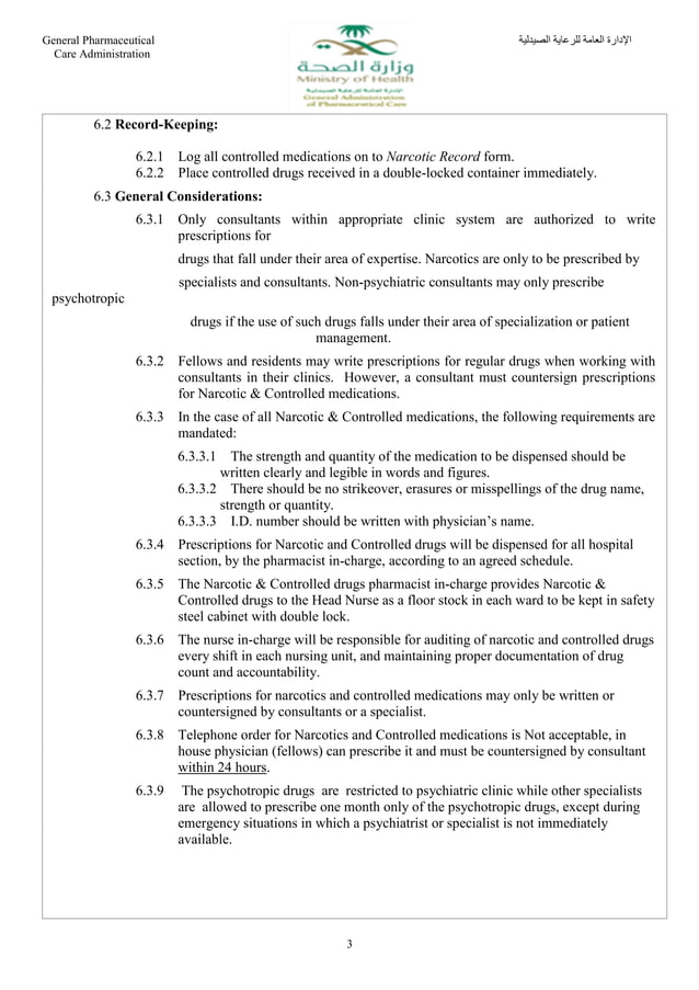Narcotic controlled drugs policy and procedurelast | PDF