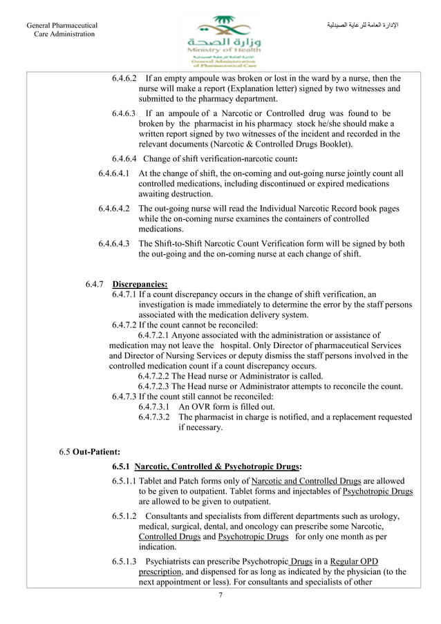 Narcotic controlled drugs policy and procedurelast | PDF