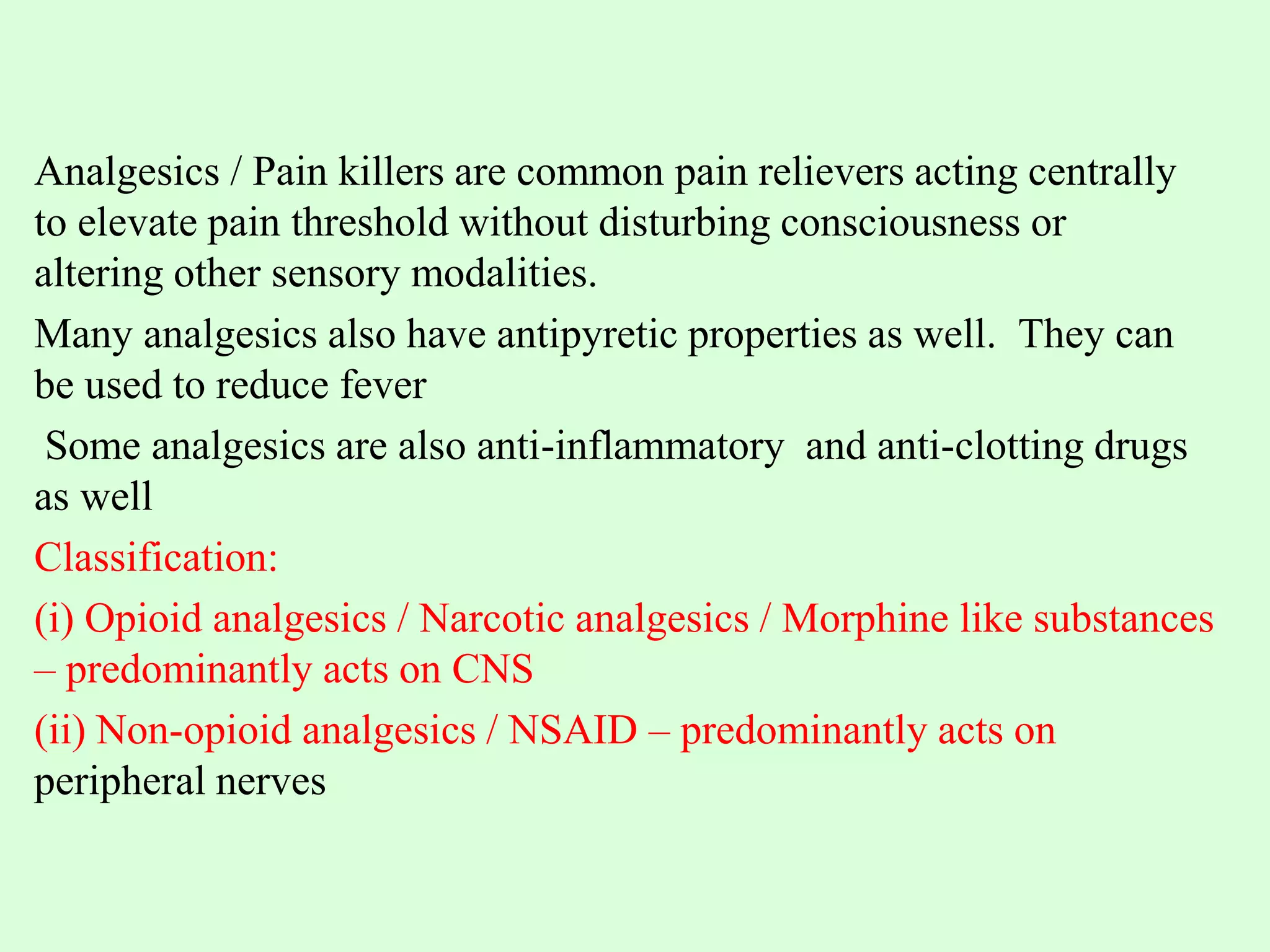 Narcotic and Non Narcotic Analgesics | PPTX