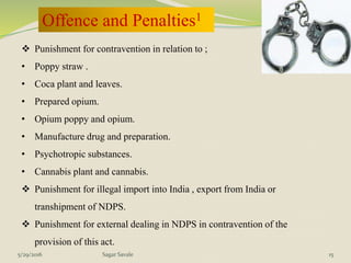 NARCOTIC DRUGS AND PSYCHOTROPIC SUBSTANCES ACT (NDPS), 1985 WITH RULE | PPTX