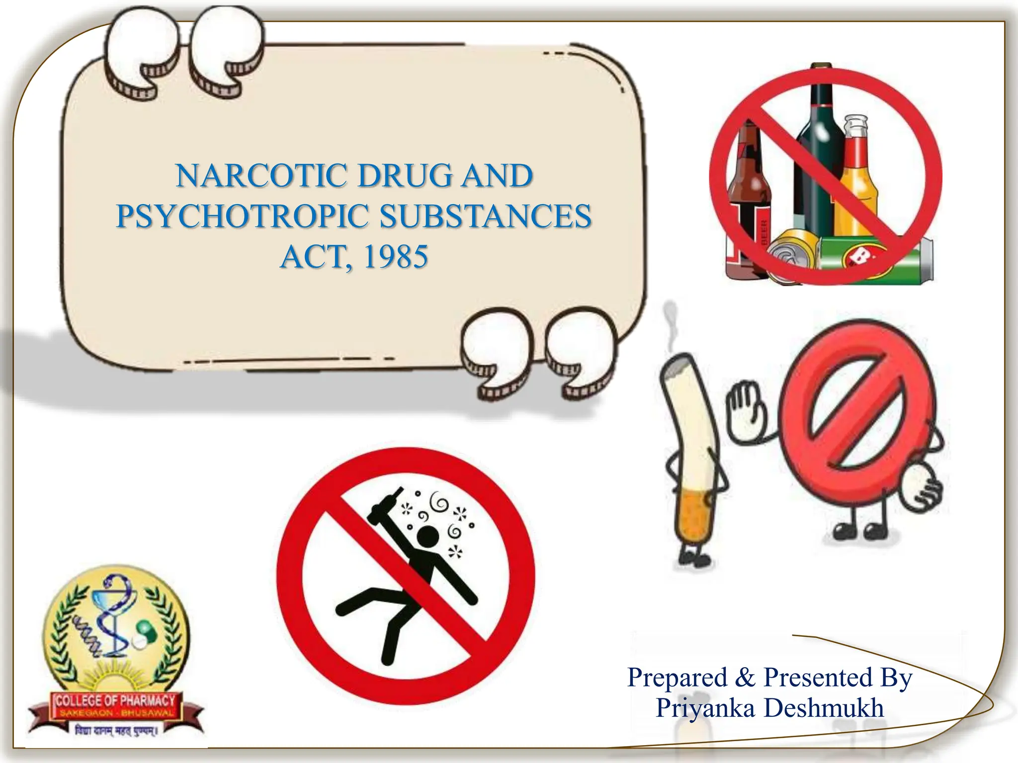 Narcotic drugs and psychotropic substances Act, 1985 | PDF