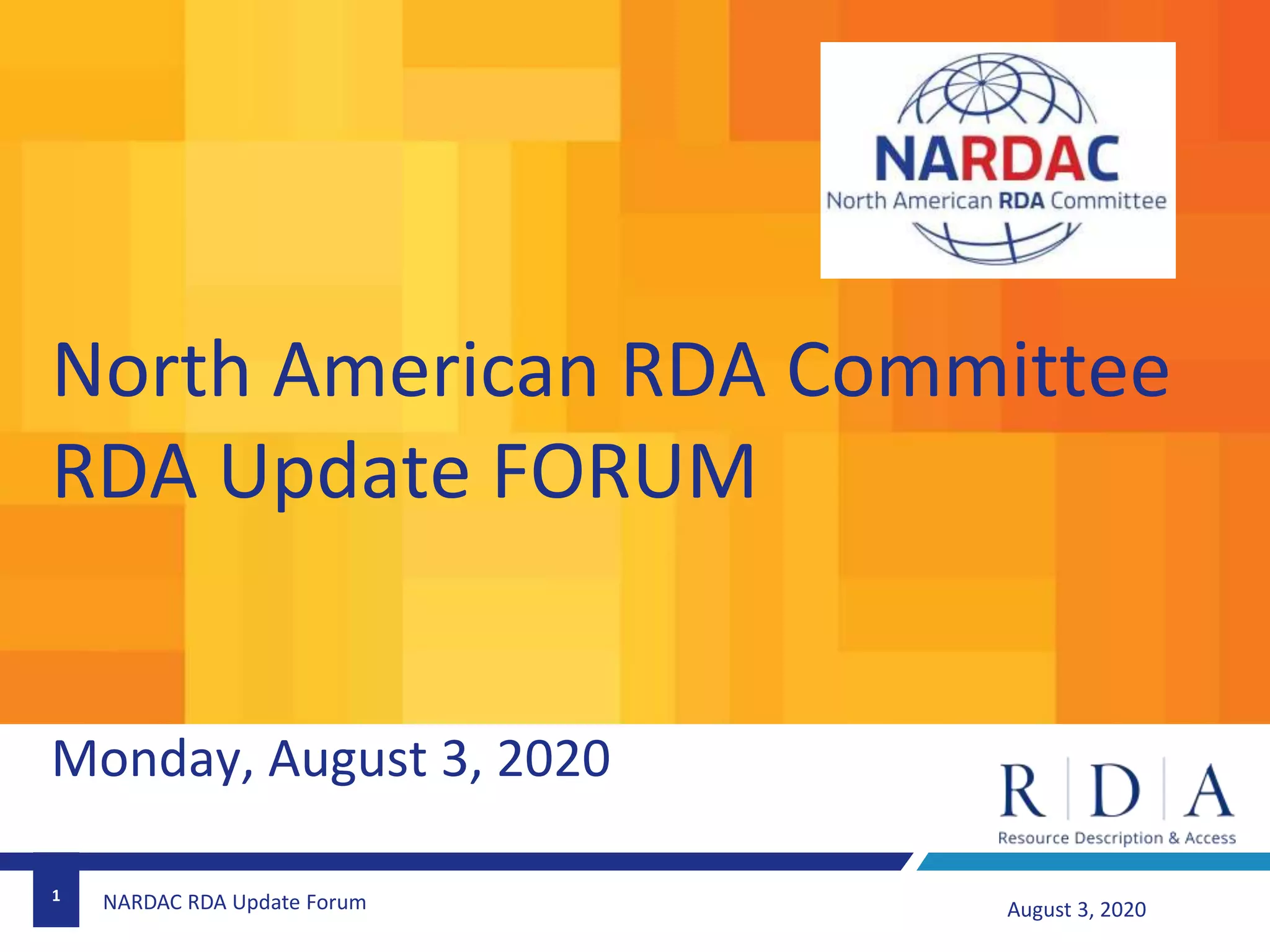 NARDAC RDA Update Forum 8.3.20