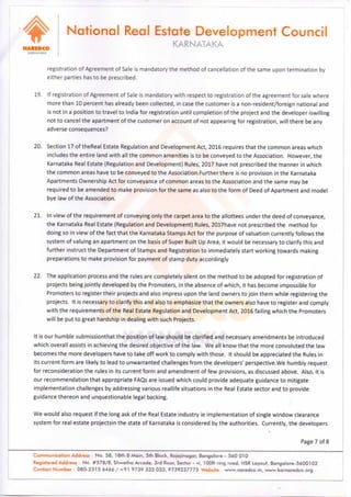 Karnataka RERA Rules - Representation by NAREDCO | PDF