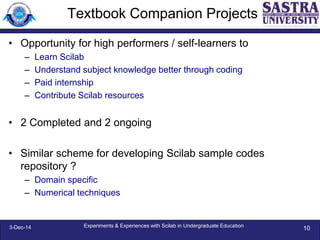 Experiments & Experiences with Scilab in Undergraduate Education | PPT