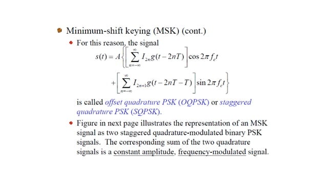 MINIMUM SHIFT KEYING(MSK)