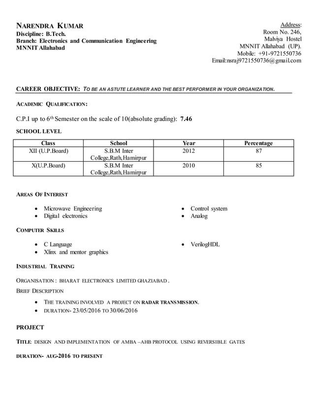 Narendra cv copy - copy | DOCX | Education