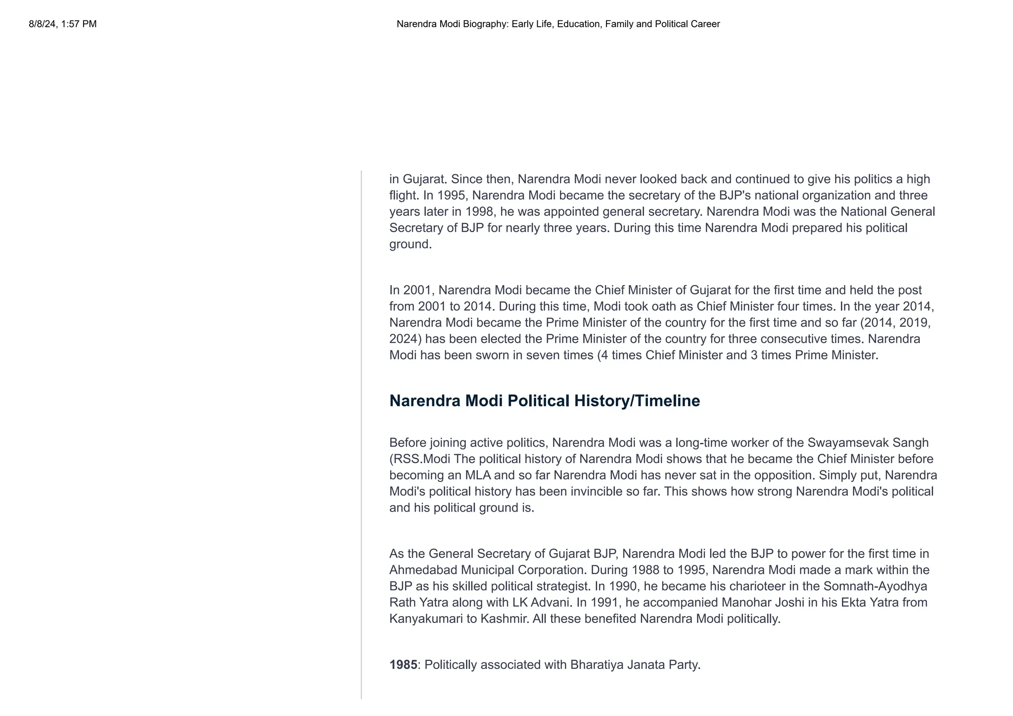 Narendra Modi Biography- Early Life, Education, Family and Political ...