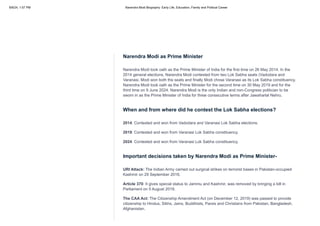 Narendra Modi Biography- Early Life, Education, Family and Political ...