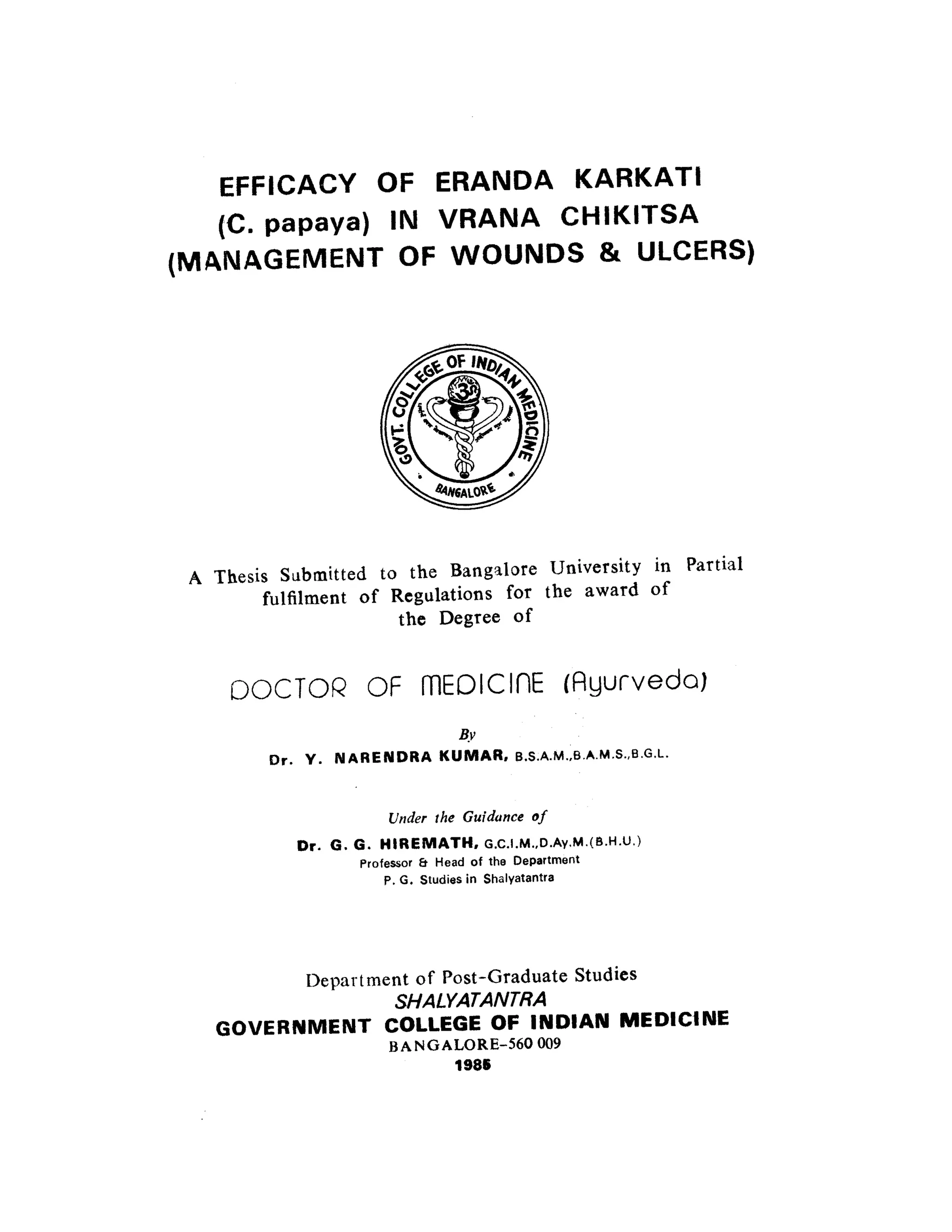 Efficacy of Carica PApaya in the MAnagement of Wounds and ulcers ...
