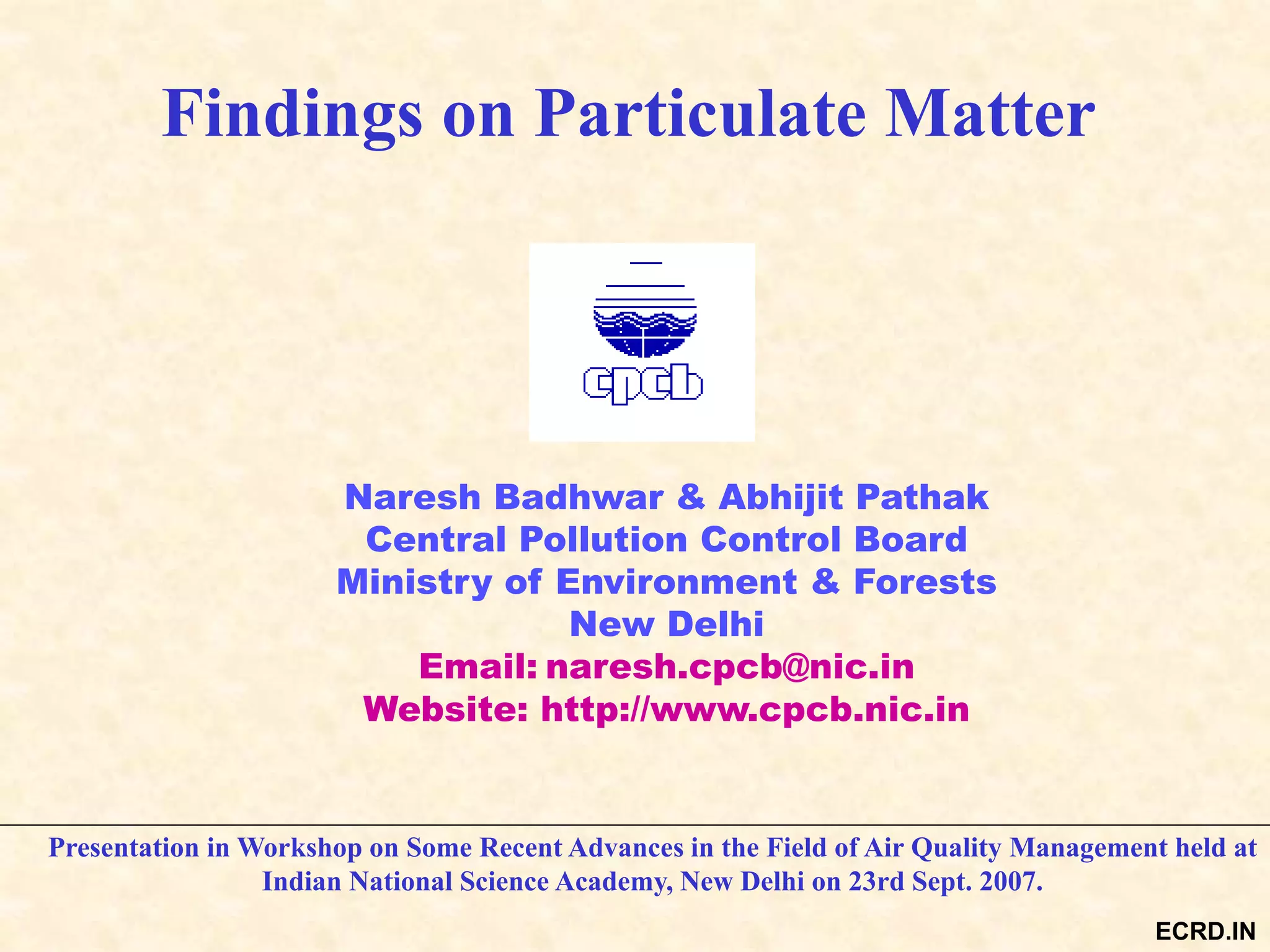 Naresh - Findings on Particulate Matter | PDF