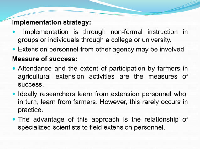 Approaches in Extenstion | PPTX | Agriculture | Industries