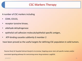 Role of cancer stem cells in cancer therapy | PPTX