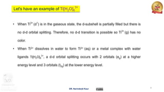 Color of Transition Metal Complexes by Dr. Narinderjit | PPTX