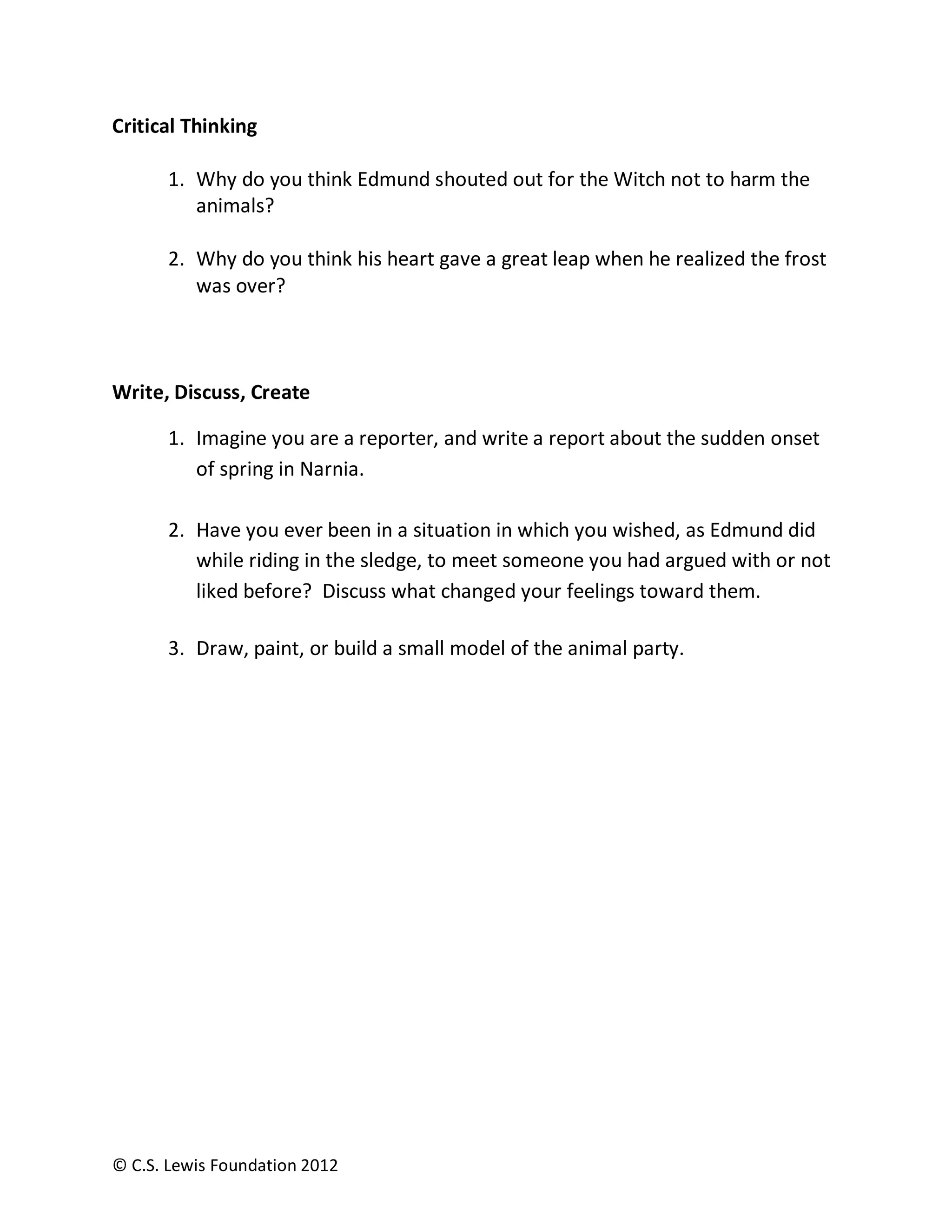 Narnia 1 Teachers Guide abcdefghijklmnop | PDF