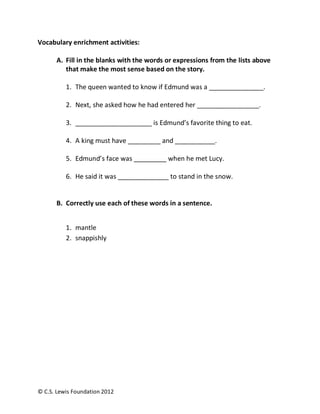 Narnia 1 Teachers Guide abcdefghijklmnop | PDF