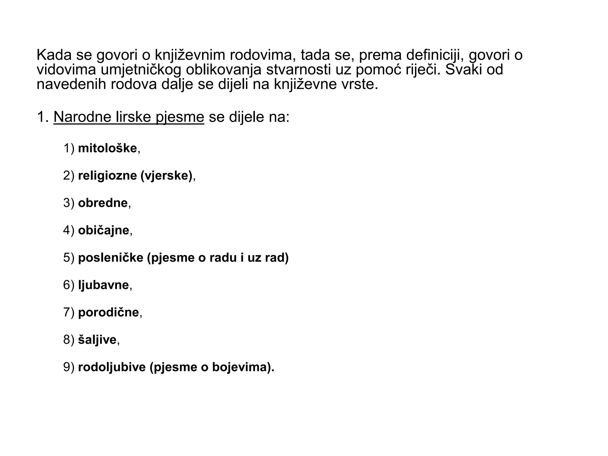 Narodna (usmena) književnost - karakteristike, podjela, vrste | PPTX