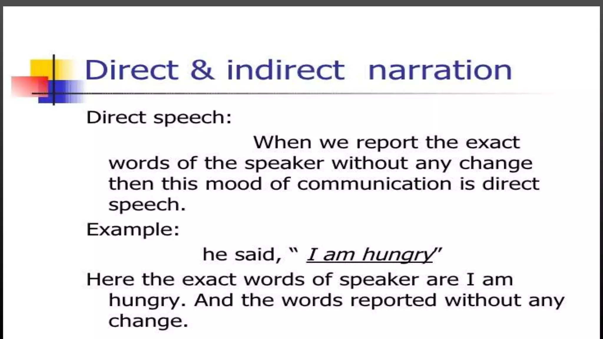 Direct and indirect speech/Narration | PPTX
