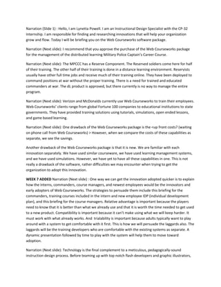 Narration (script) for web courseworks briefing | PDF