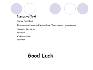 ppt teks narative pelajaran bahasa inggris kelas 8 SMP | PPT