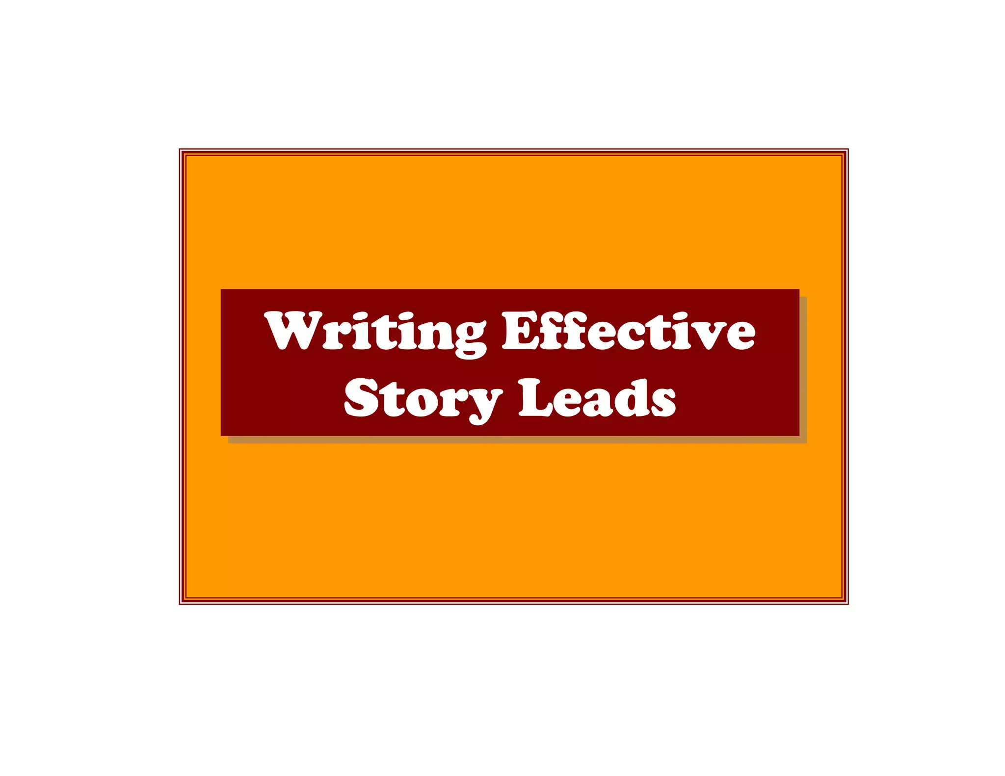 Types of Narrative Leads | PDF